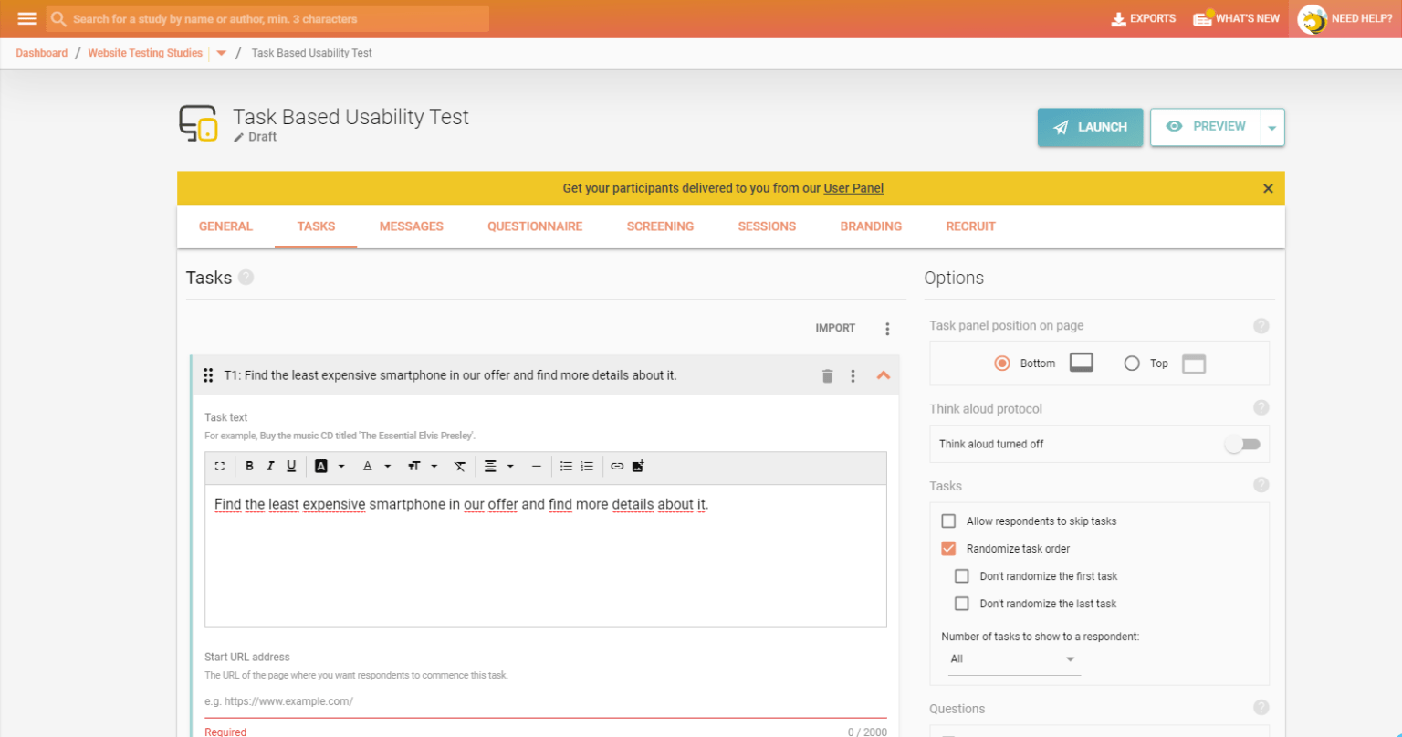 Task-based Usability Testing + Example Task Scenario | UXtweak