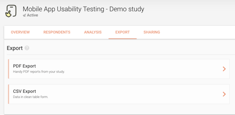PDF and CSV exports for Mobile Testing | UXtweak
